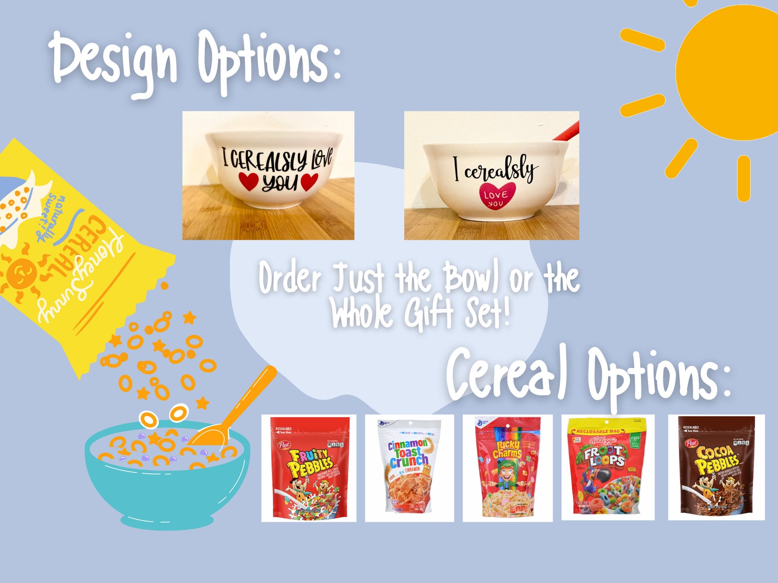 I Cerealsly Love You Bowl Gift Set, Personalized Cereal Bowl ...