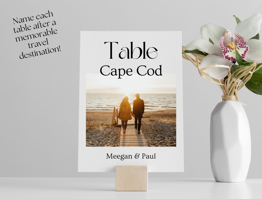 Travel Destinations Table Card, Photo Table Numbers, Modern Wedding ...
