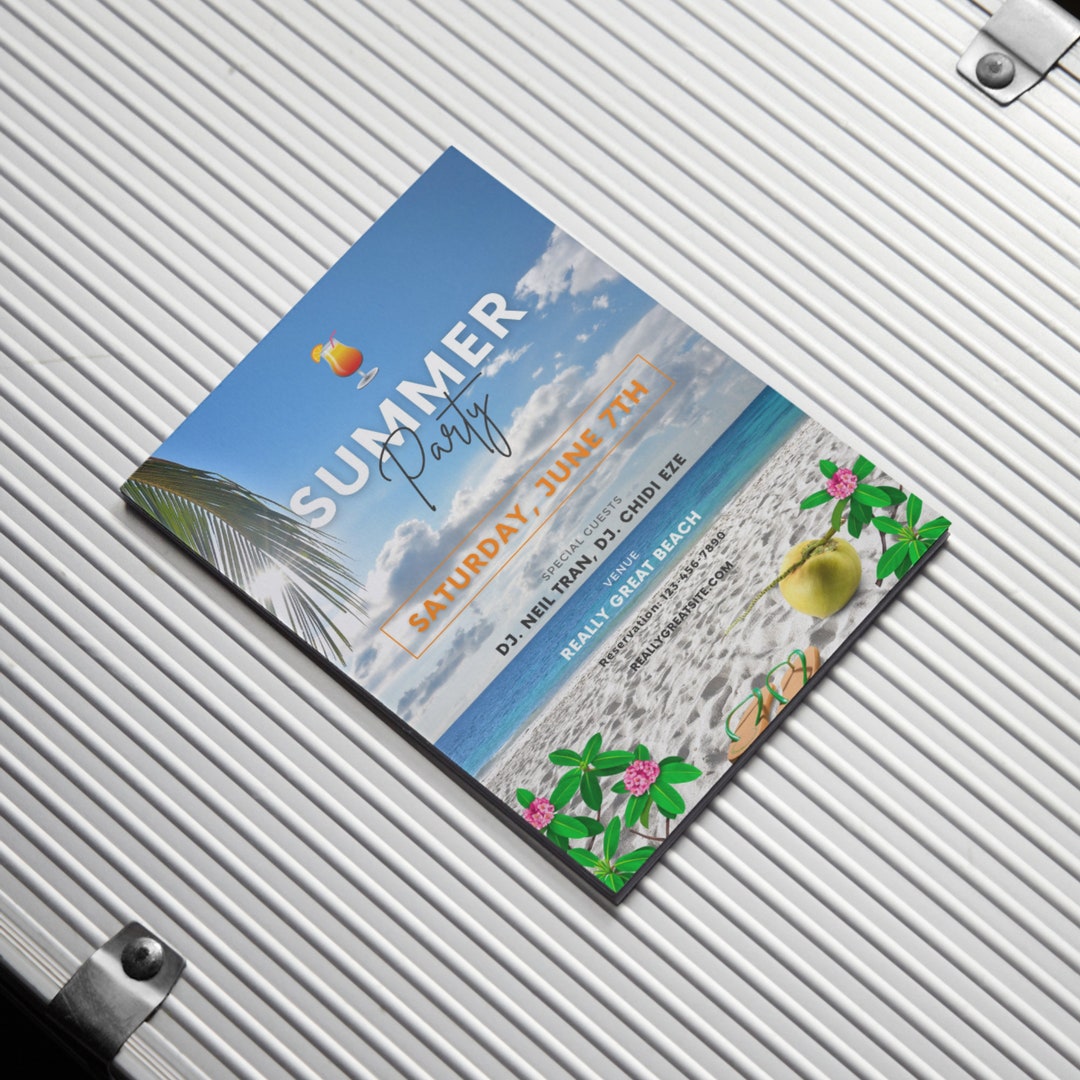 Summer Bash Invite Editable Template, Grill and Chill BBQ Party Flyer ...