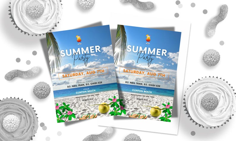 Summer Bash Invite Editable Template, Grill and Chill BBQ Party Flyer ...