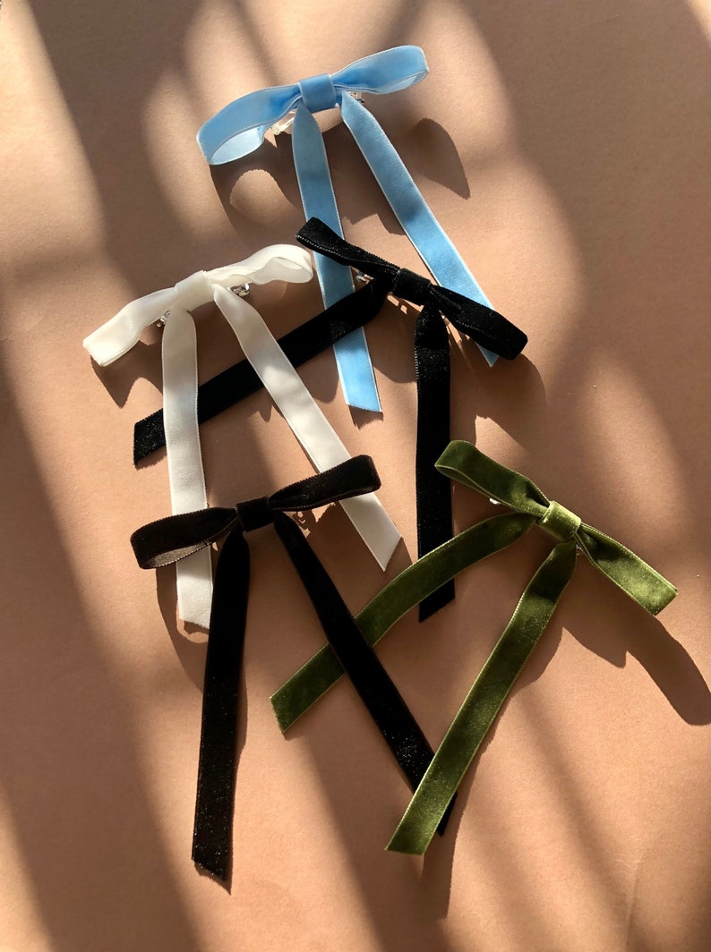 Velvet Mini Bow Ribbon Hair Accessory - Etsy