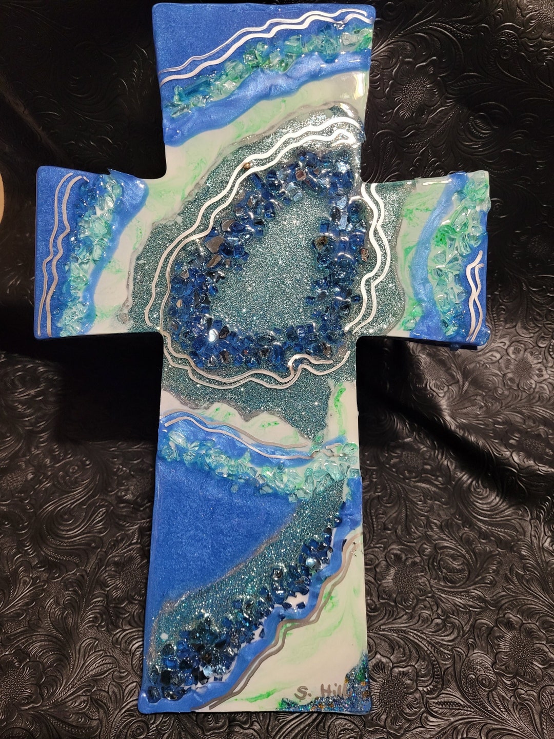 Wall Crosses, Crosses, Resin Cross, Christian Gift, Hand Pained, Geode ...