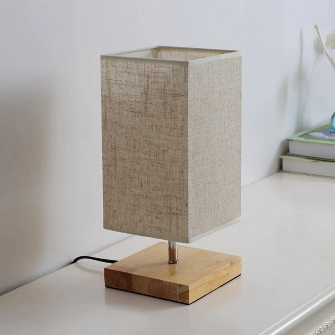 Square Solid Wood Table Lamp - Etsy