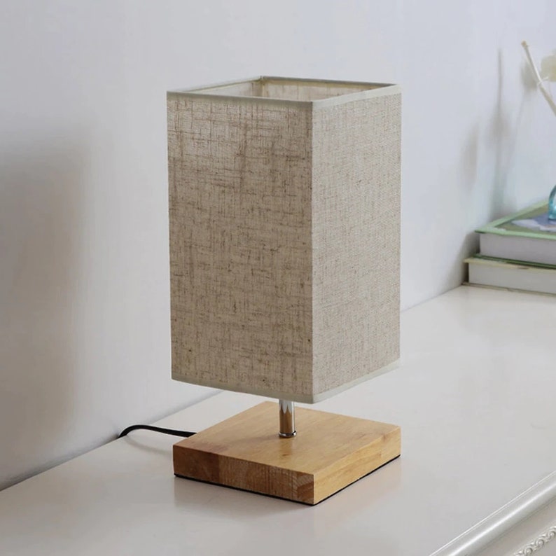 Square Solid Wood Table Lamp - Etsy