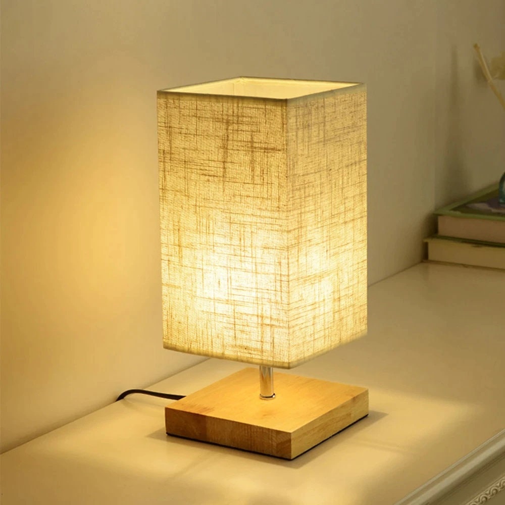 Square Solid Wood Table Lamp - Etsy