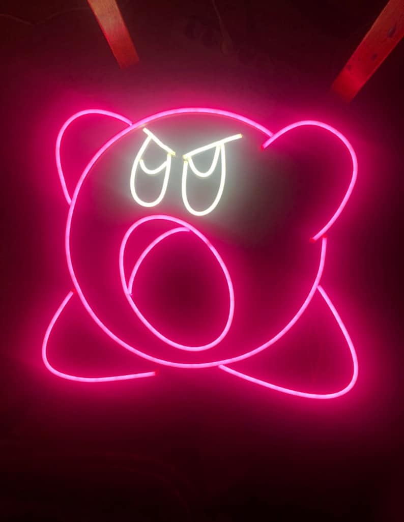 Angry Kirby Neon Sign Light Handmade Neon Sign Kirby Neon - Etsy