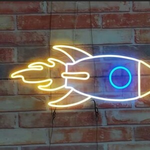 Rocket Neon Sign Rocket Neon Light Handmade Neon Light - Etsy