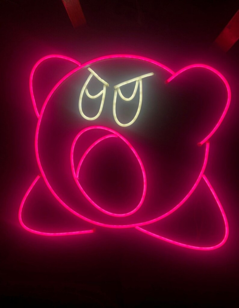 Angry Kirby Neon Sign Light Handmade Neon Sign Kirby Neon - Etsy