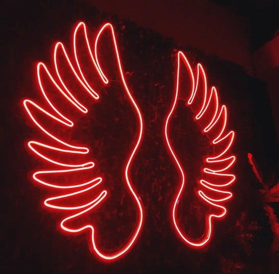 Angel Wing Neon Sign Angel Wing Neon Light Handmade Neon Sign - Etsy