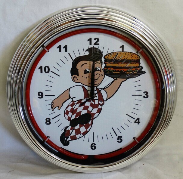Bob's Big Boy Red Single Neon Clock - Etsy