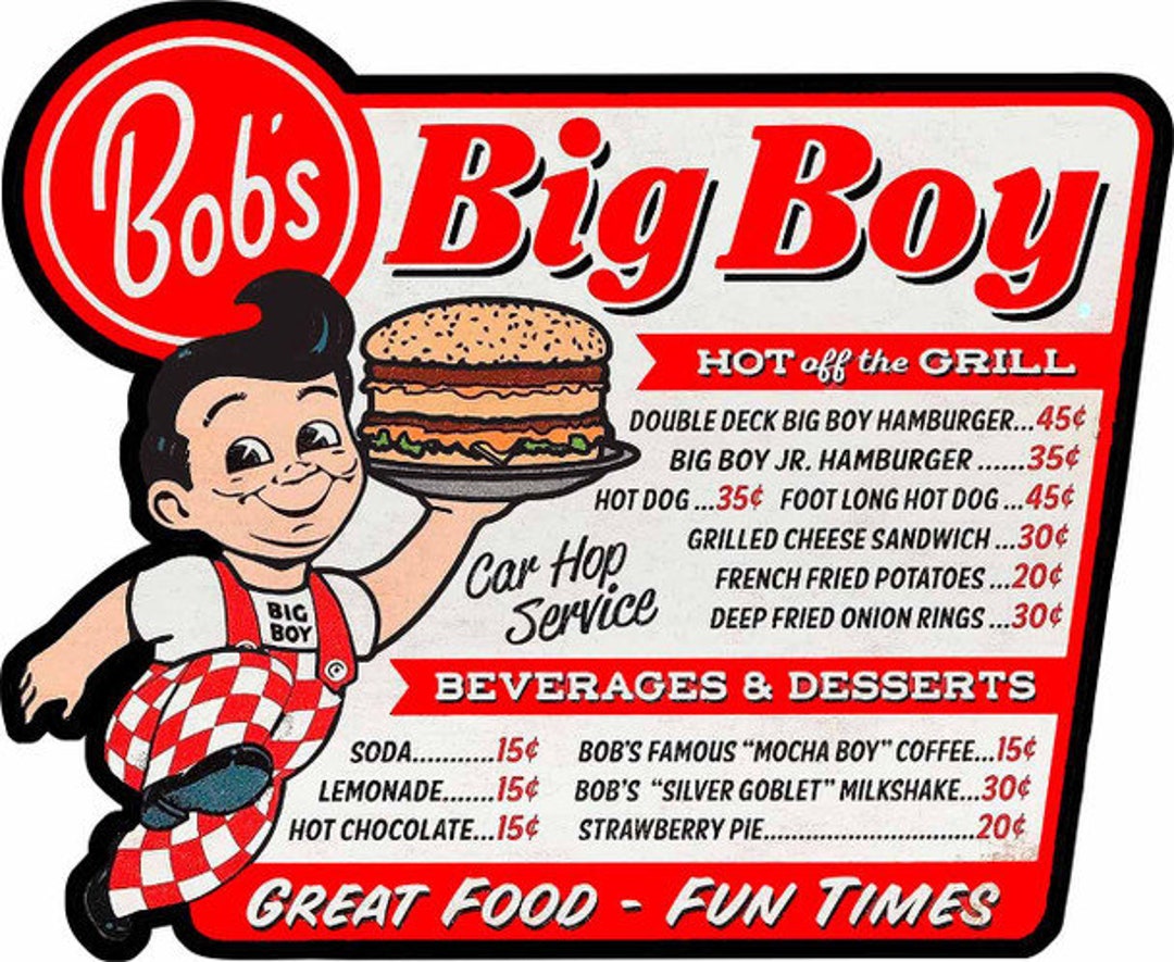 Bob's Big Boy Menu Laser Cut Metal Sign - Etsy