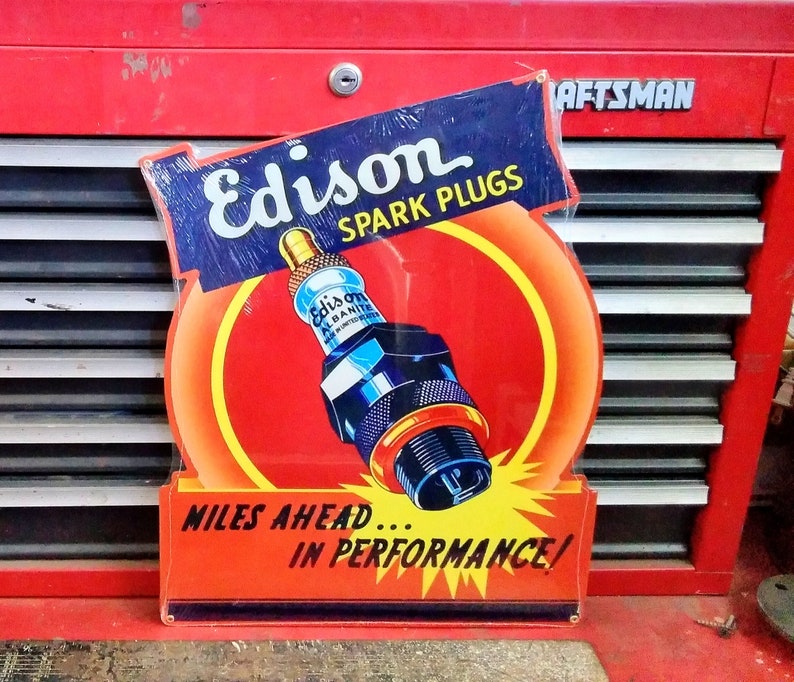 Edison Spark Plugs Laser Cut Metal Advertisement Sign - Etsy