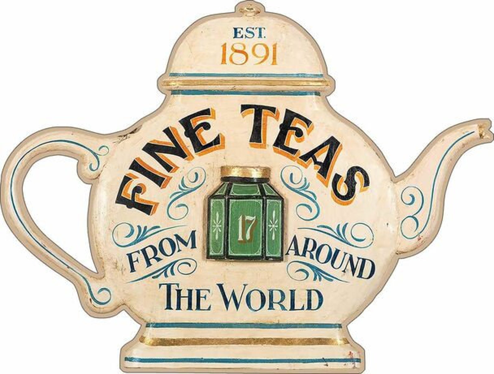Fine Teas Tea Pot Advertising Metal Sign - Etsy