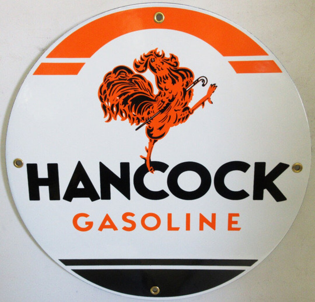Hancock Gasoline 12" New Round Porcelain Metal Sign - Etsy