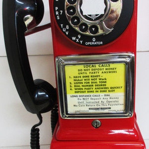 Automatic Electric Three Slot Red Pay Telephone 1950's Operational ...