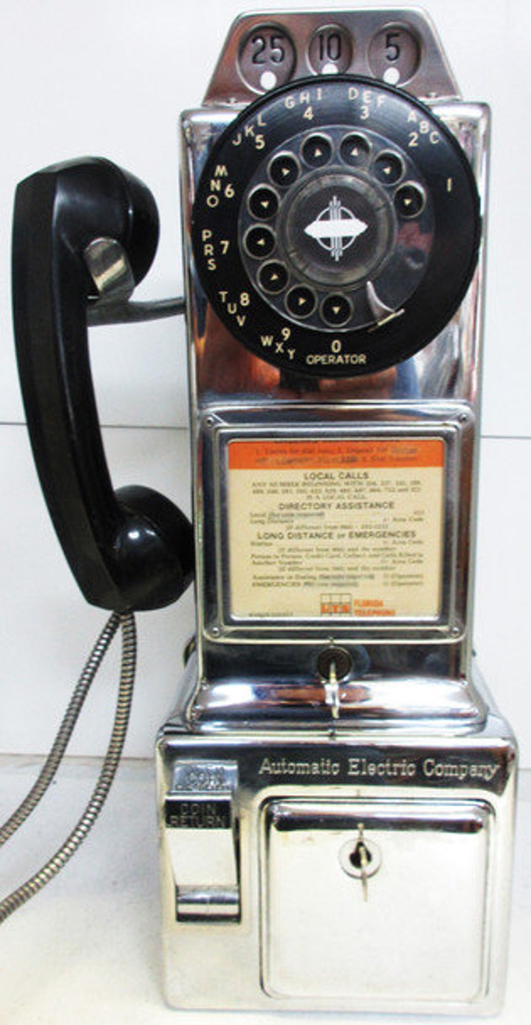 Fully Restored Original Operational Chrome Pay Telephone FREE SHIPPING ...