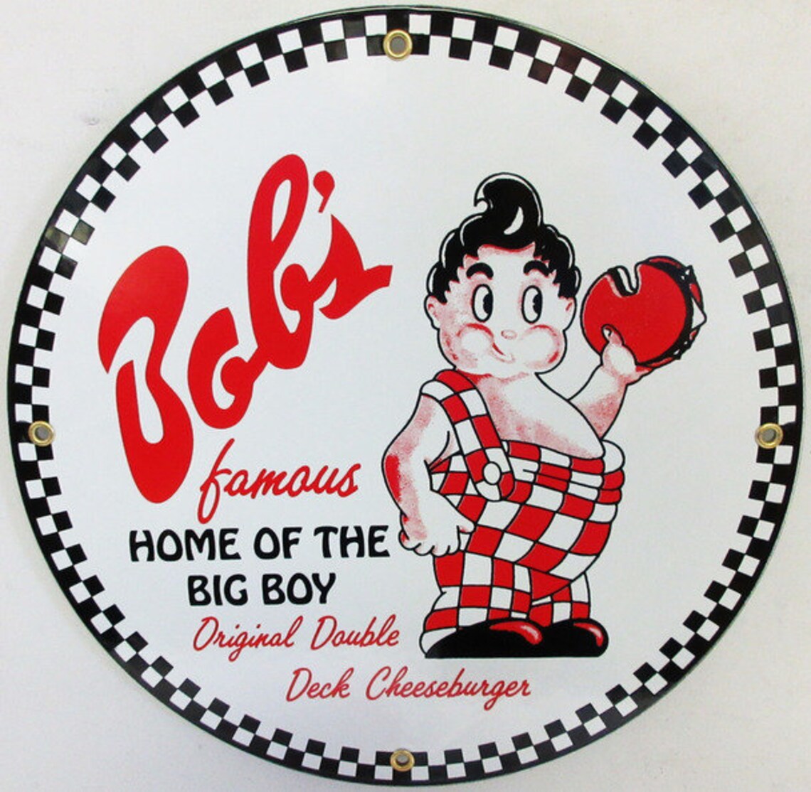 Bob's Big Boy New 12 Round Porcelain Metal Sign - Etsy