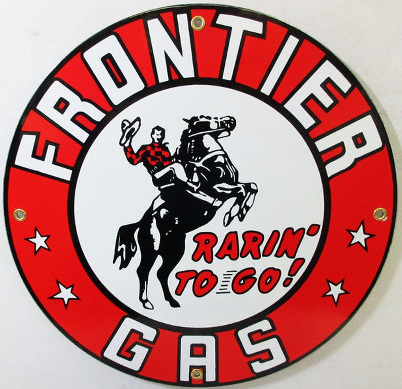 Frontier Gas New 12 Round Porcelain Metal Sign - Etsy