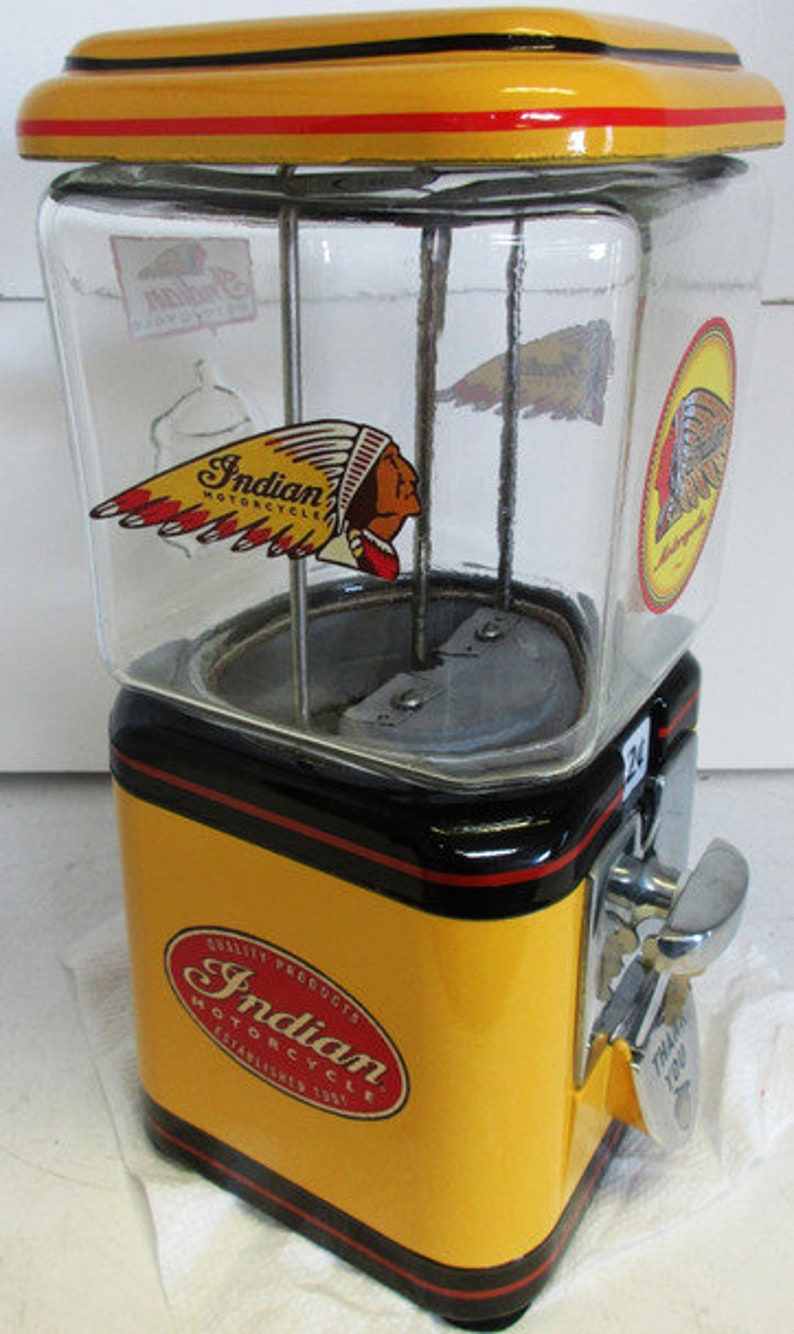 Acorn Two Cent Bulk Vend Dispenser Indian Motorcycle Theme Circa 1950's ...