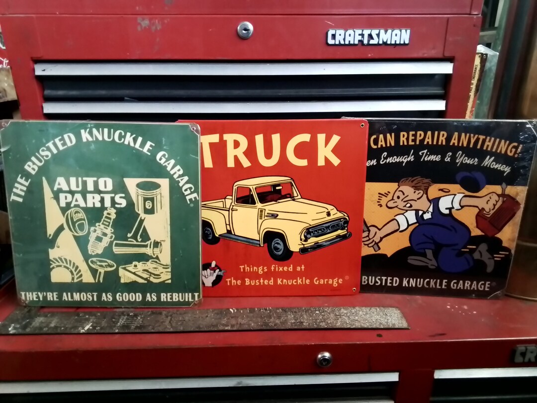 Busted Knuckle Metal Signs 3pcs Pack Items on Sale 12x12 - Etsy