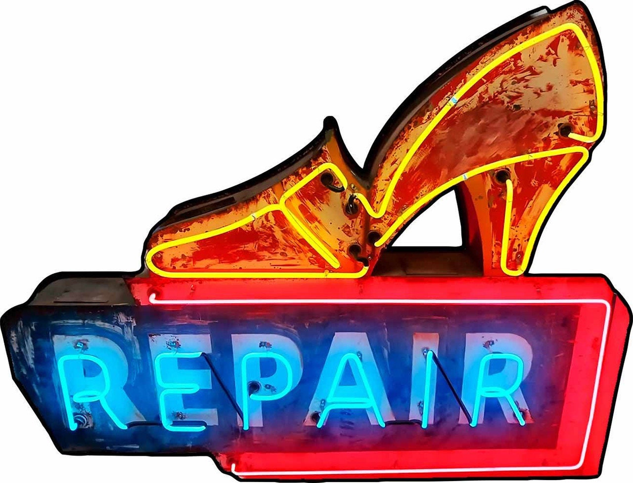 Shoe Repair Neon Image Laser Cut Metal Sign (not Real Neon) - Etsy