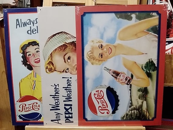 Pepsi-cola Metal Signs 3pcs Pack - Etsy