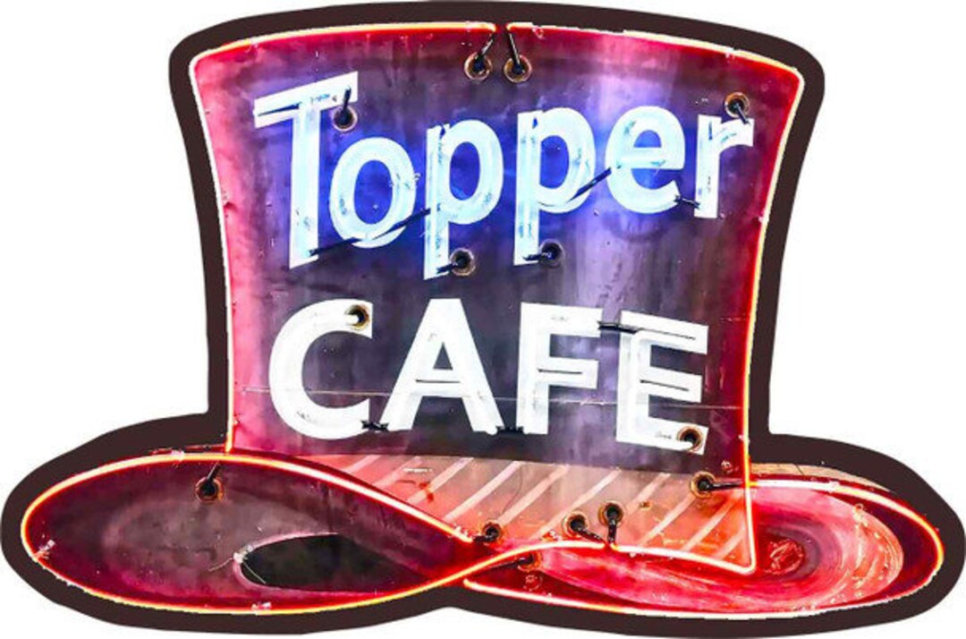 Topper Cafe Laser Cut Metal Advertising Sign - Etsy