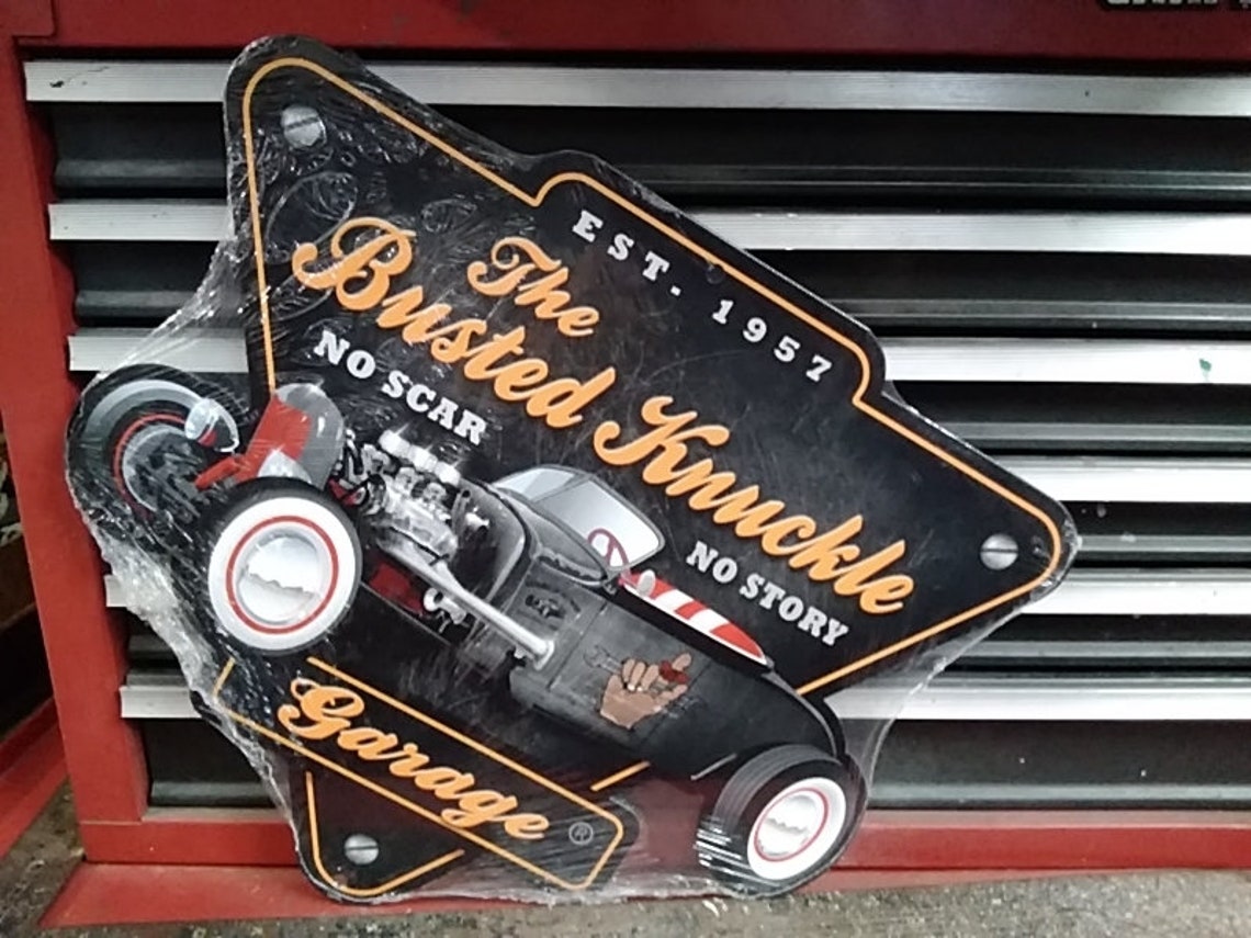 Rat Rod-plasma Cut Metal Sign Busted Knuckle - Etsy