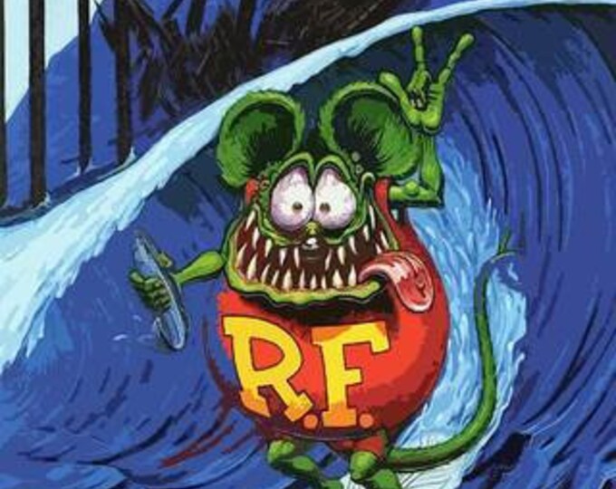 Hot Rat Rod Tattoo Flash Hand Painted Rat Fink Pinstripe Metal Trash ...