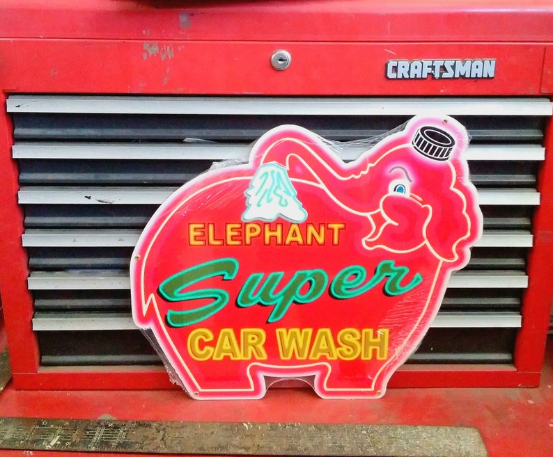 Elephant Super Car Wash Neon Stylized Plasma Cut Metal Sign - Etsy