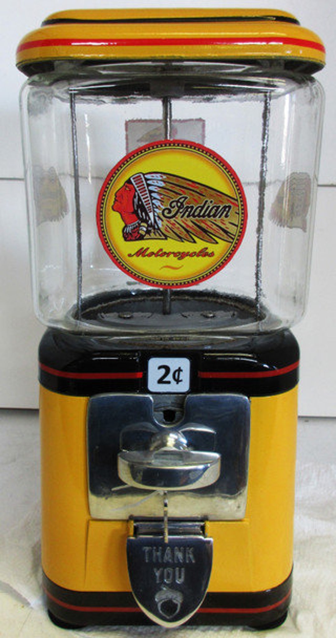 Acorn Two Cent Bulk Vend Dispenser Indian Motorcycle Theme Circa 1950's ...