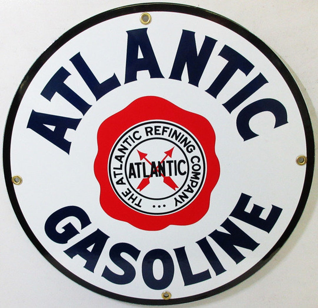 Atlantic Gasoline New 12" Round Porcelain Metal Sign - Etsy