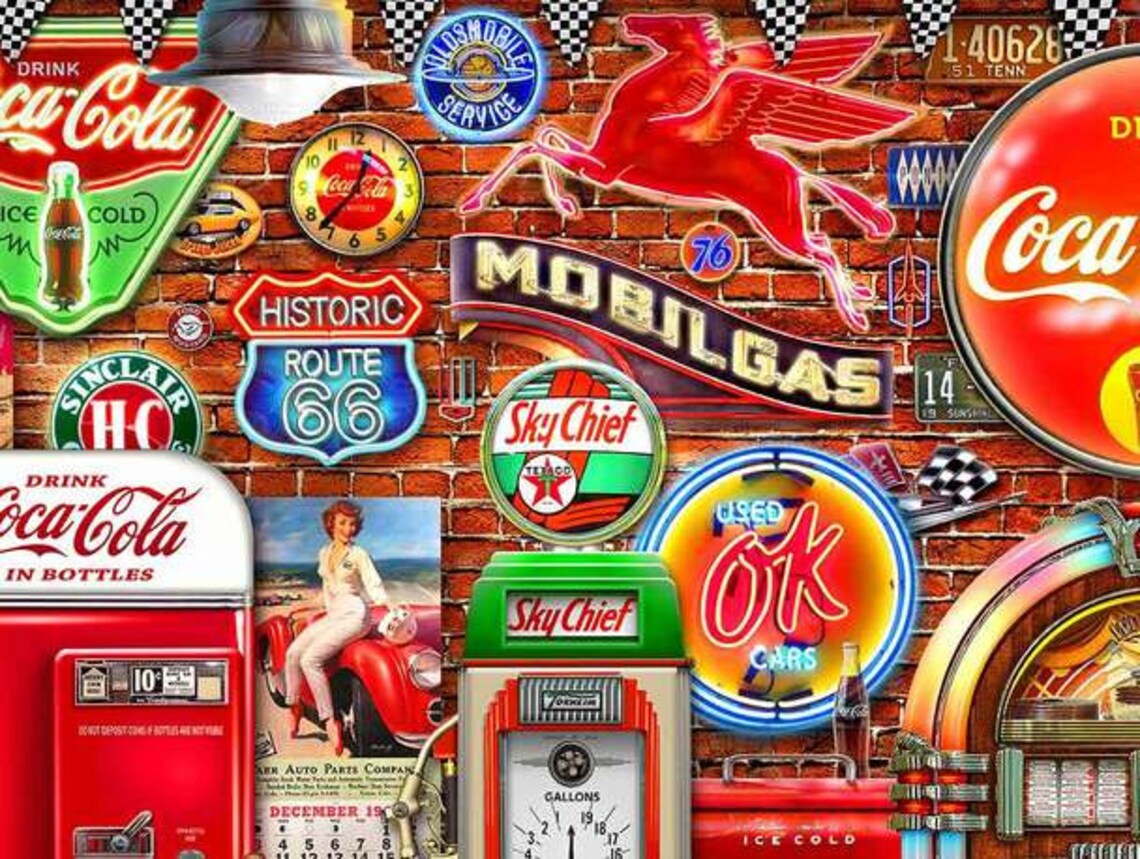 Neon Collage Man Cave Garage Metal Sign by Michael Fishel - Etsy