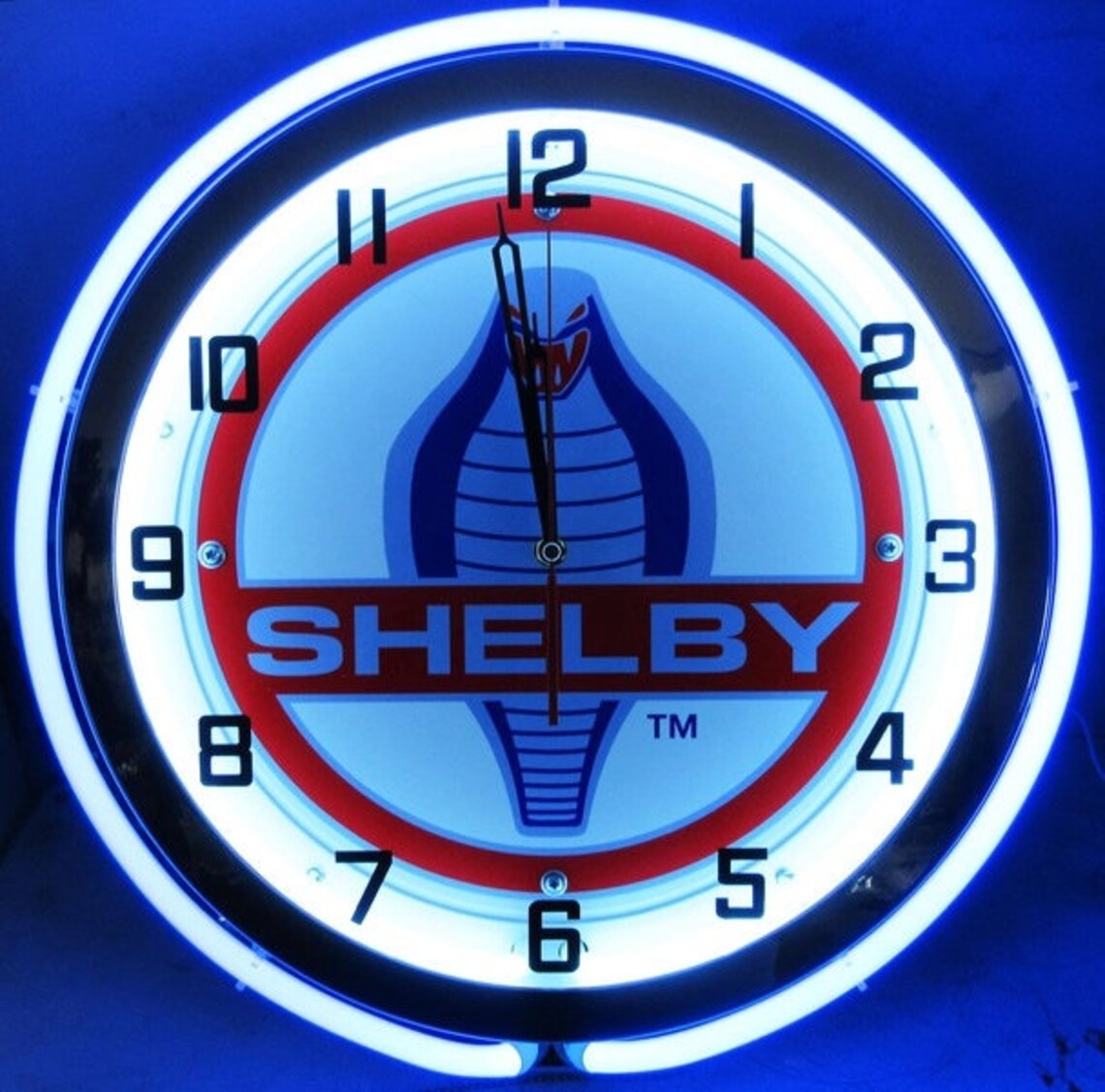 Shelby Cobra Double Blue Neon Clock 18 | Etsy