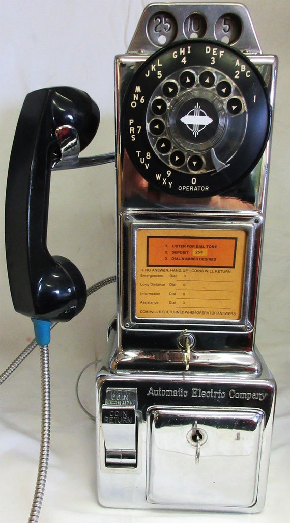 Automatic Electric Chrome Pay Telephone 1950's Fully | Etsy