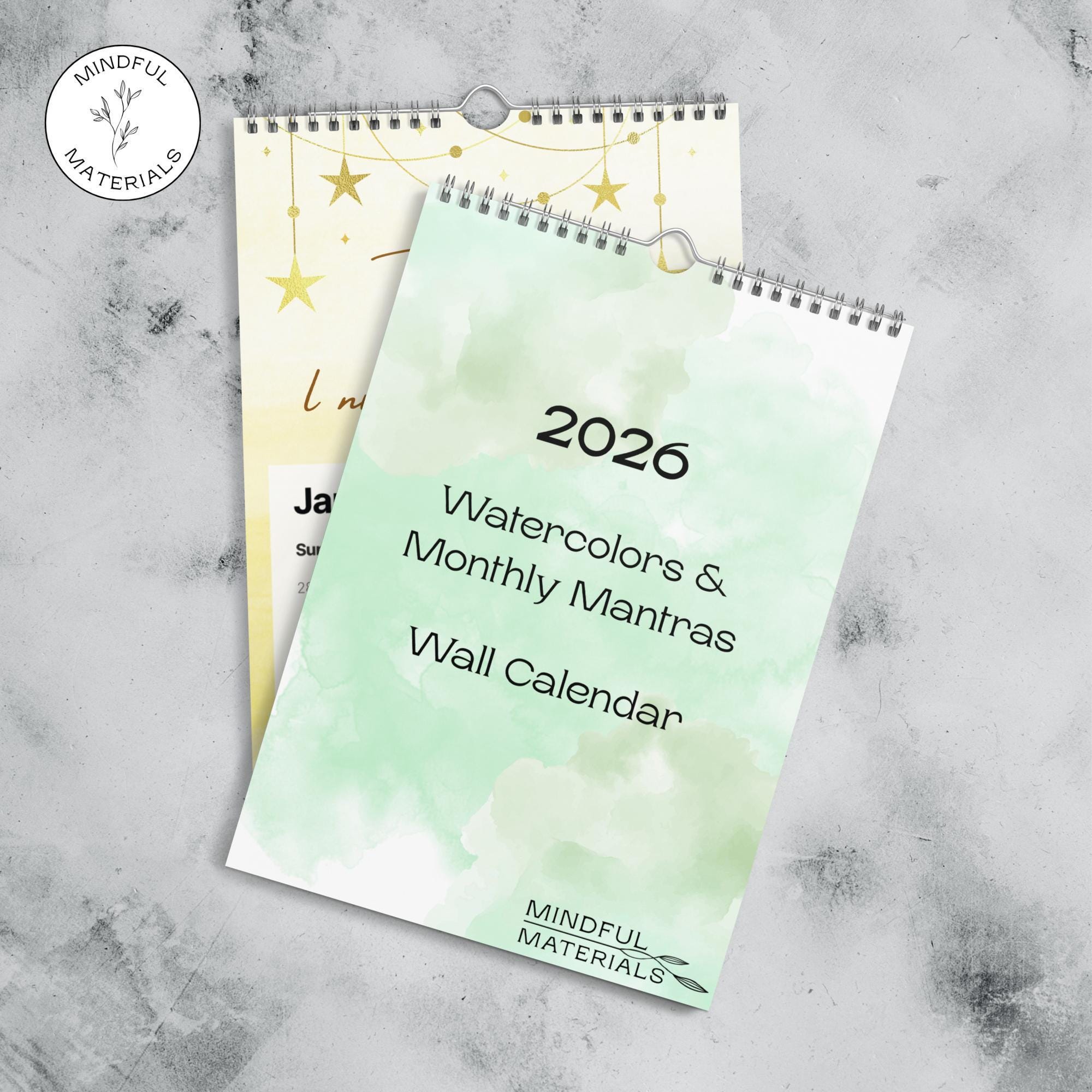 2026 Watercolors & Monthly Mantras Wall Calendar - Etsy