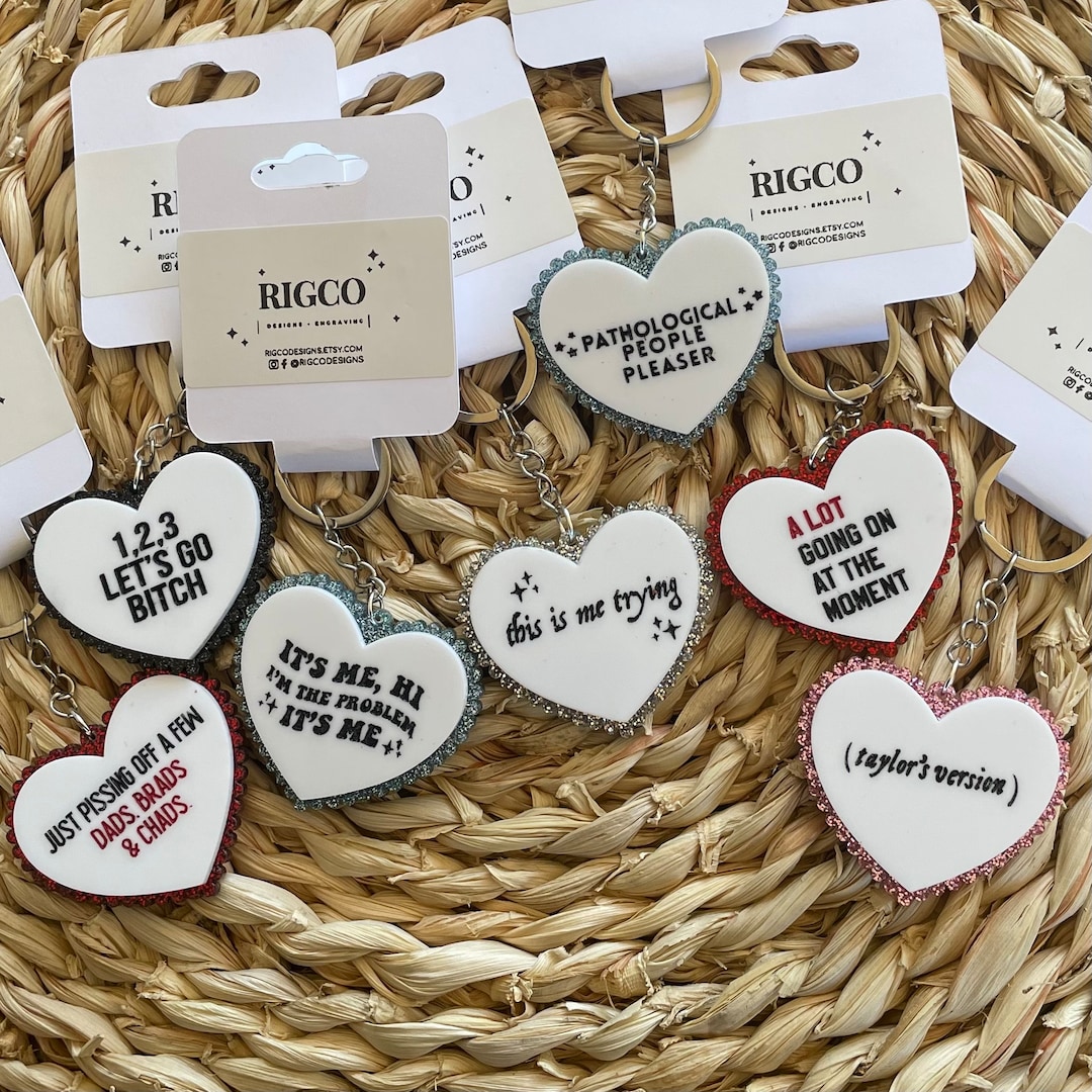 Taylor Lyrics Quote Heart Keychains - Etsy