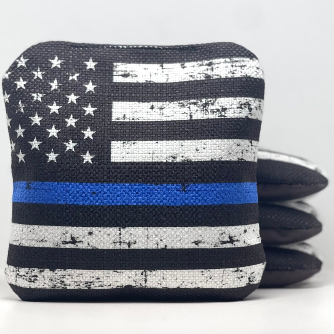 Cornhole Bags: Distressed thin Blue Line American Flag Tournament Style ...