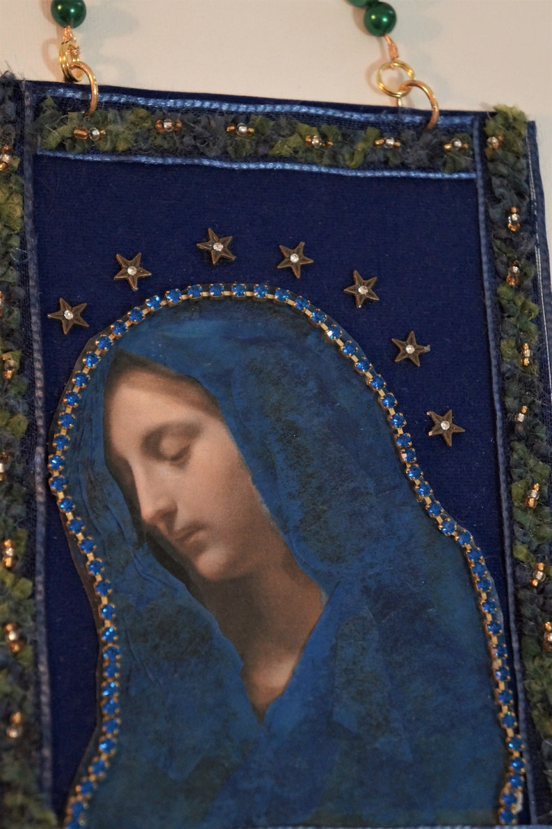 Virgin Mary Frame,beaded Madonna,handmade Madonna,embellished Mary ...