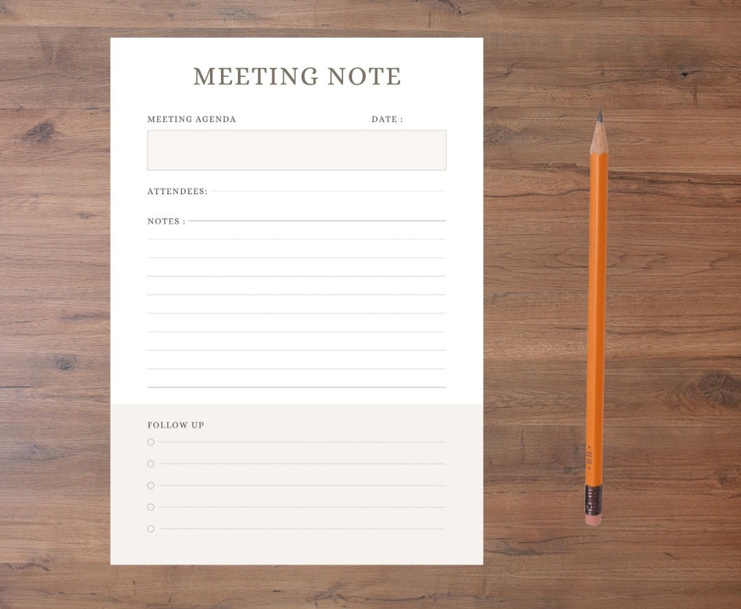 Printable Minimalist Meeting Notes Sheet - Etsy