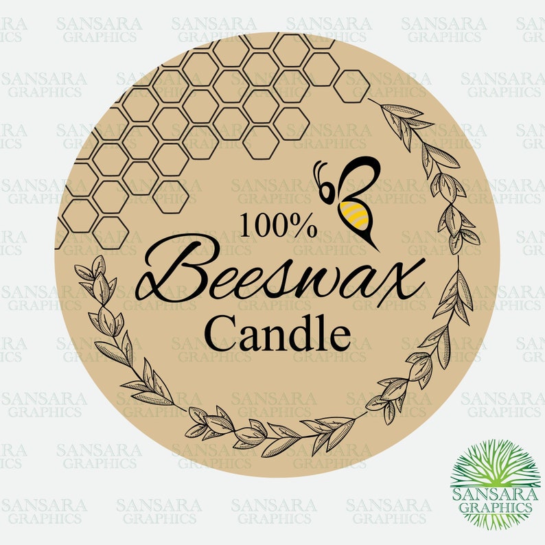 100% Beeswax Candle Label-sticker Digital File - Etsy