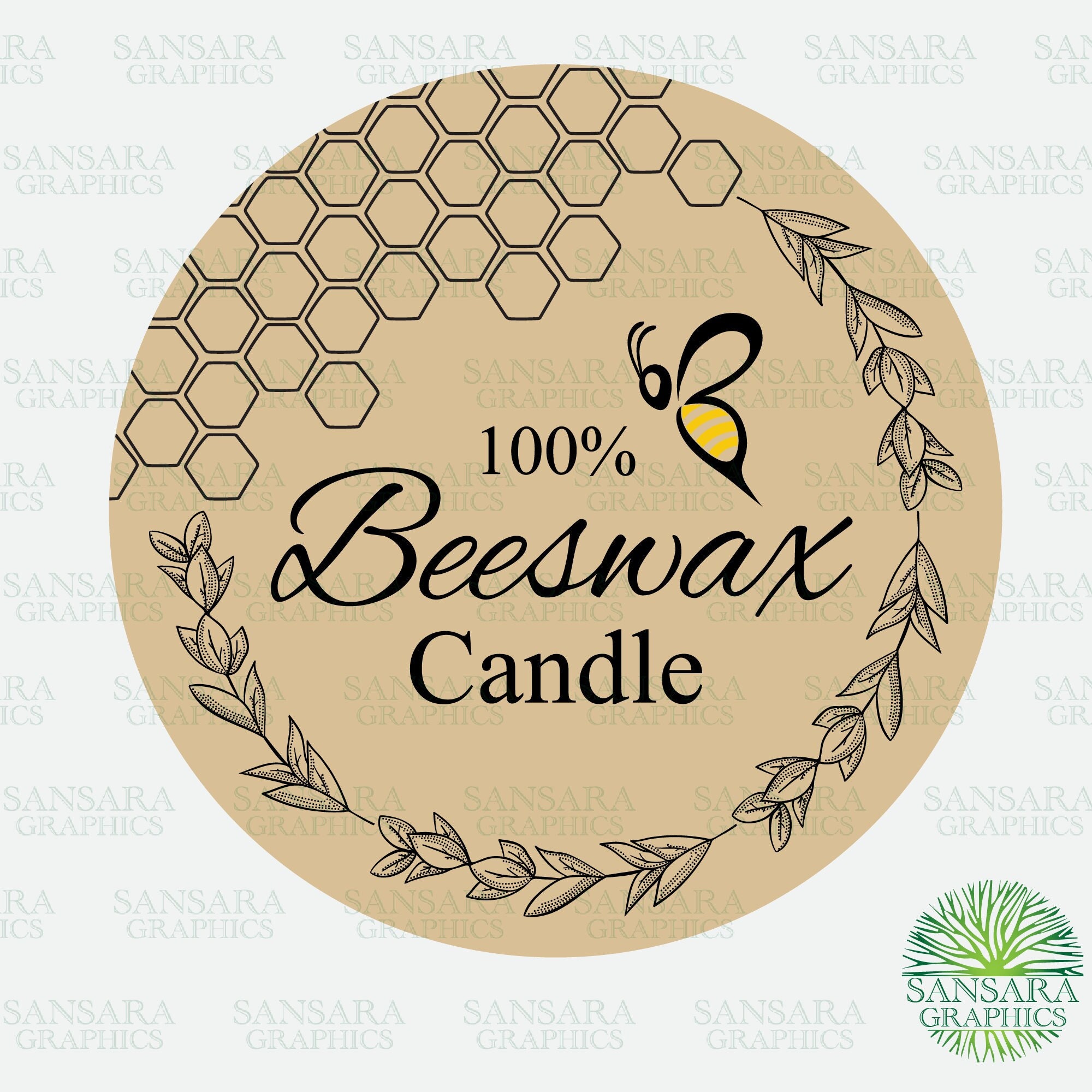 100% Beeswax Candle Label-sticker Digital File - Etsy