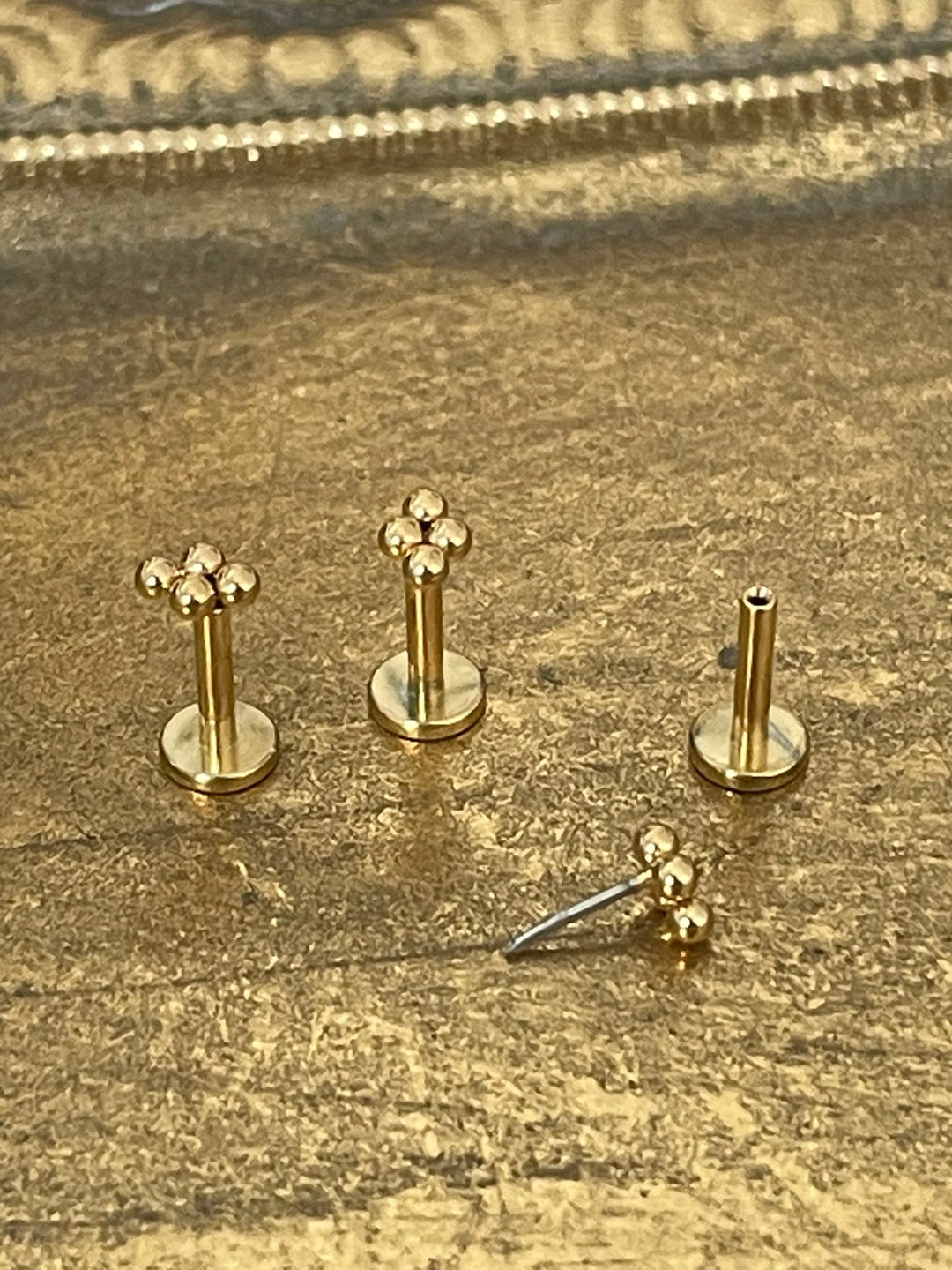 Flat Back Earrings Threadless Labret Tragus Earring Labret - Etsy