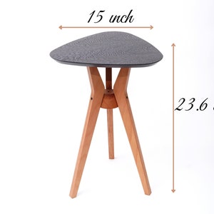 Oak Triangle Corner Table - Solid Wood End Table - Cross Legs ...