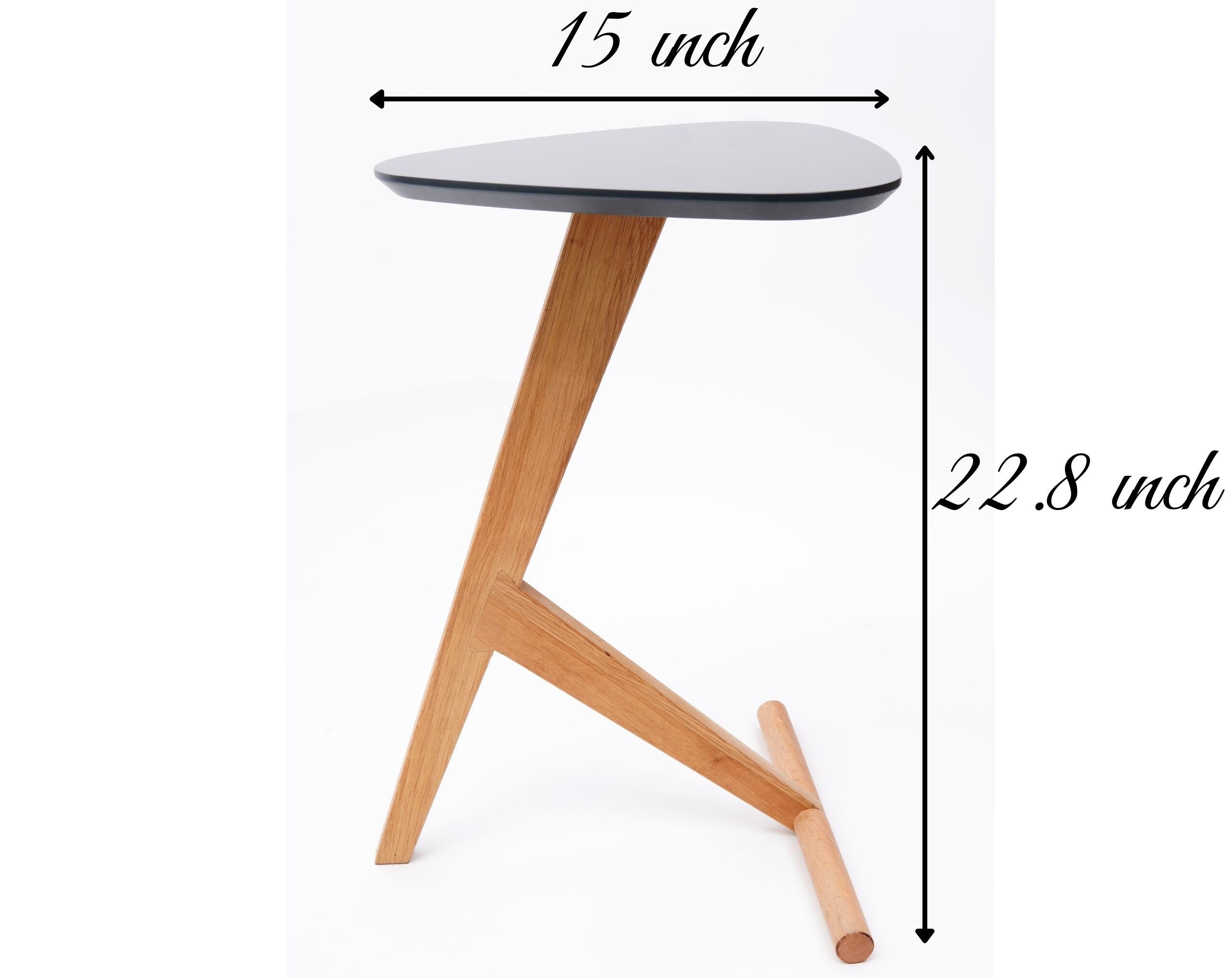 Triangle Wooden Y Legs End Table Oval Edges Coffee Table Oak Side Table ...