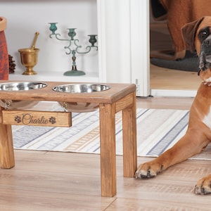 Single Dog Feeder With Dog Name Tag, Personalized Large Dog Food Stand ...