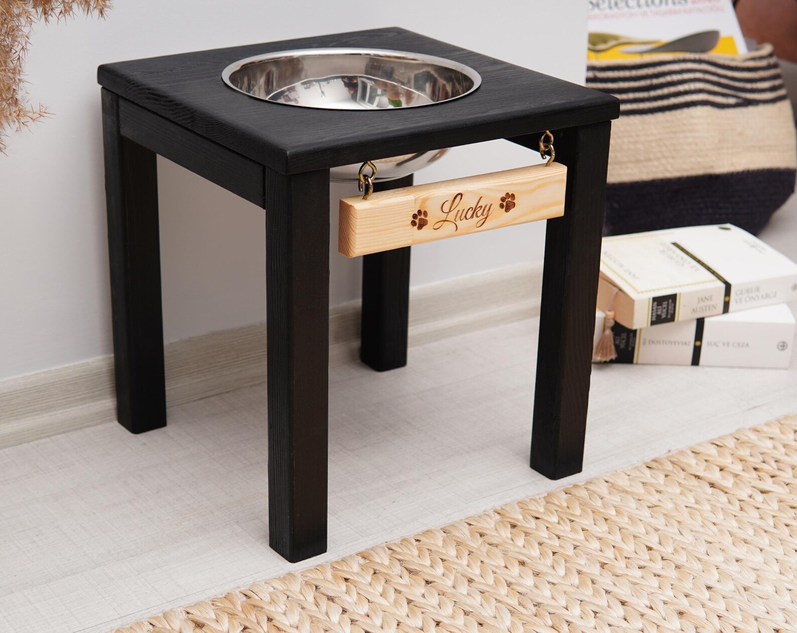 Custom Dog Food Bowl With Stand Elevated Modern Dog Stand - Etsy