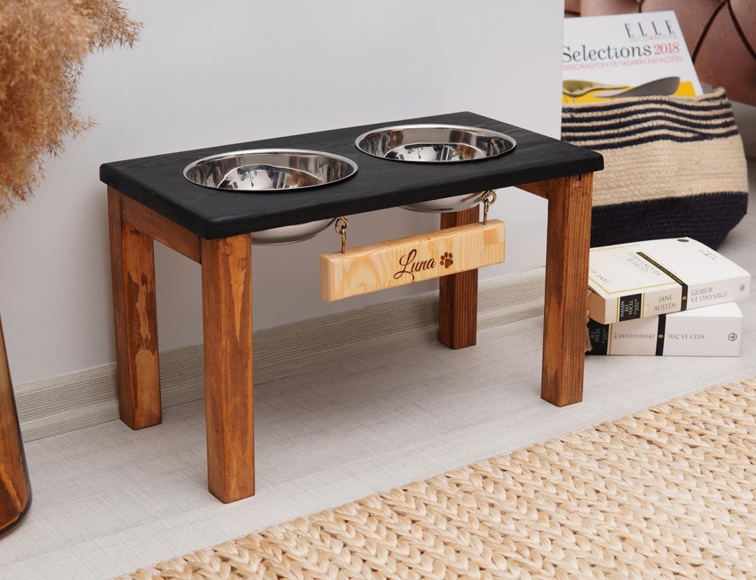 Personalized Dog Bowl Stand, 2 Bowl Dog Feeder, Large/medium Dog ...