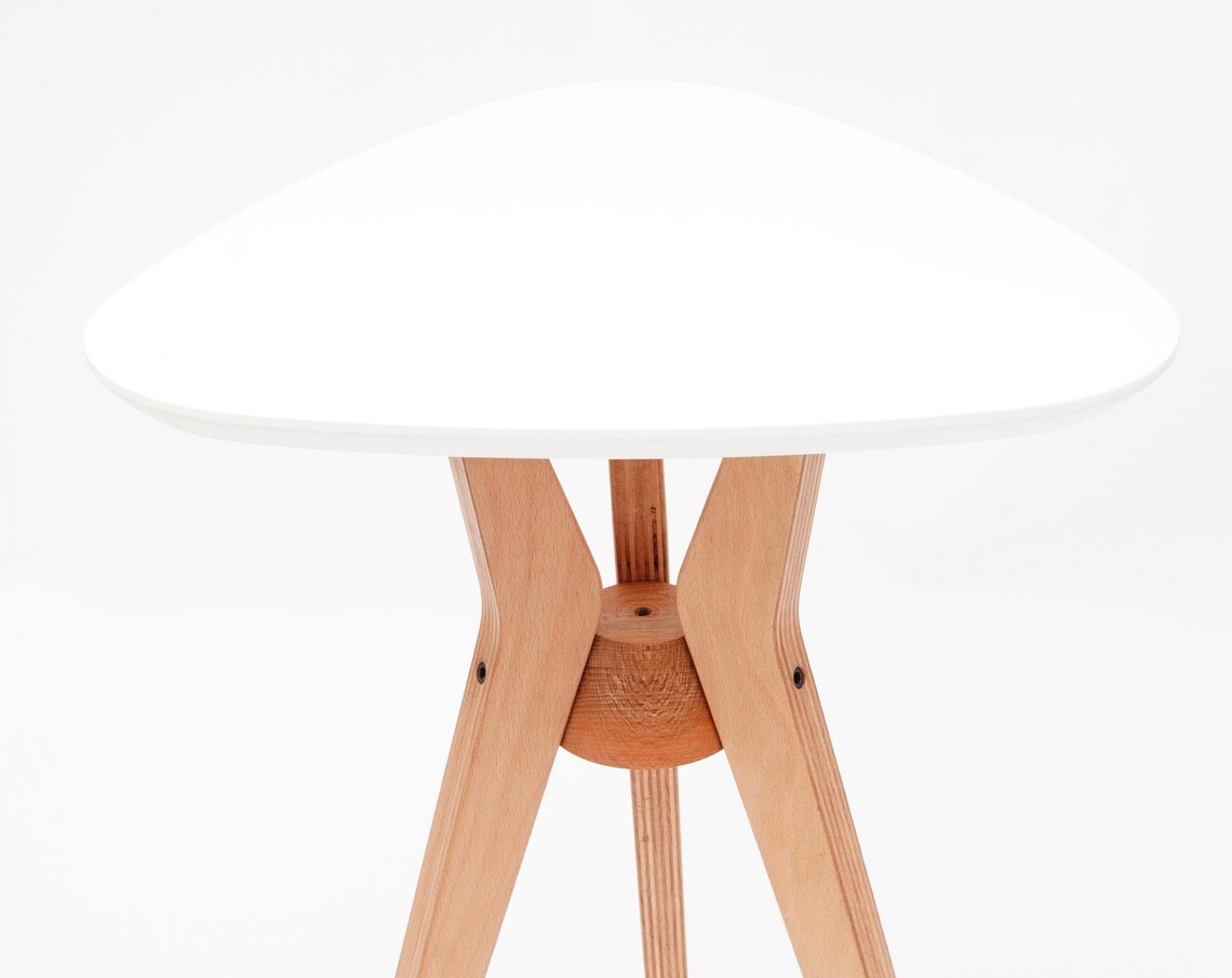 White Oak Triangle Wooden End Table Tripod Three Legged - Etsy