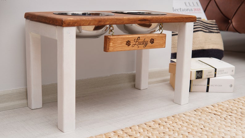 Custom Large Dog Bowl Stand, Personalized Raised Pet Feeding Station ...